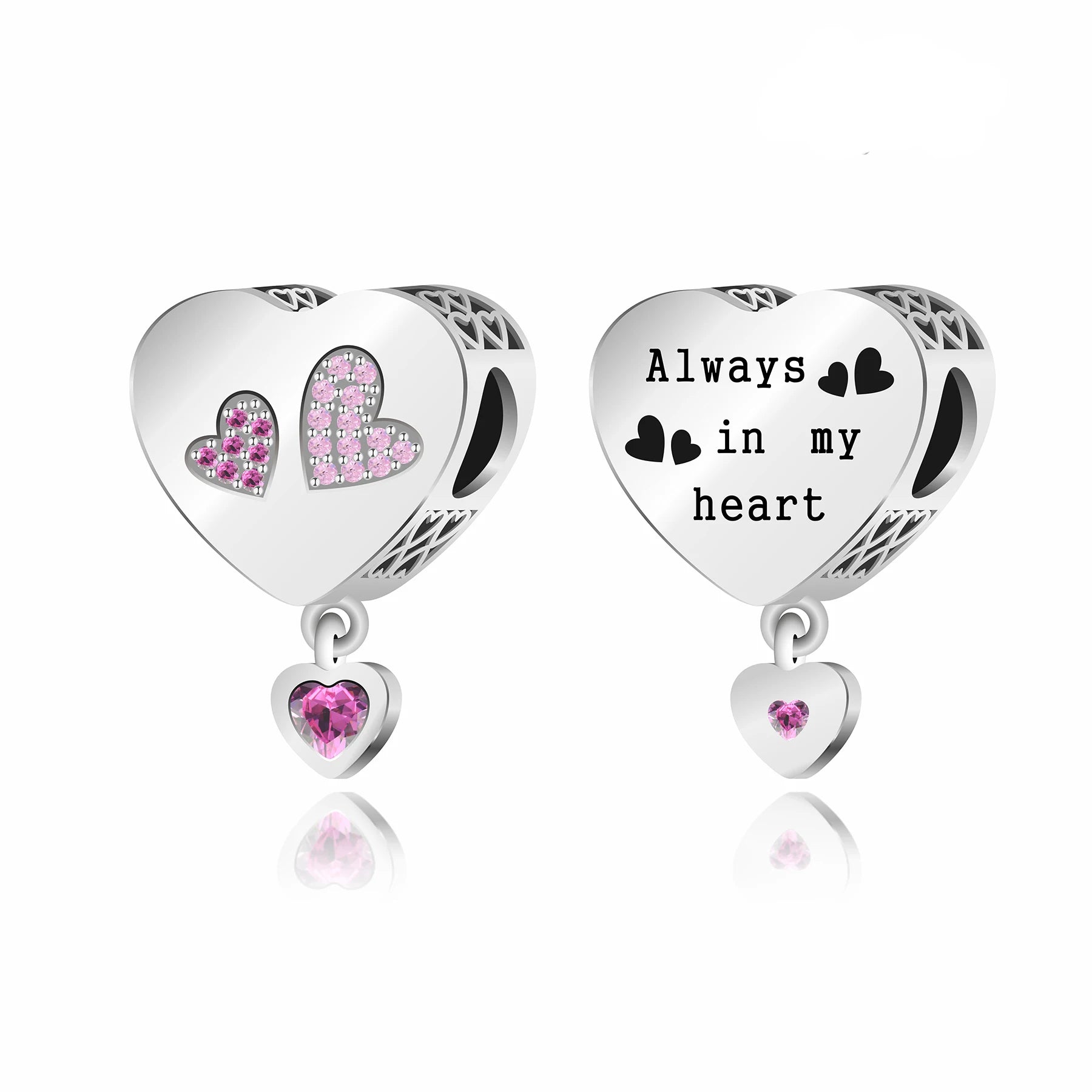 Pandora Compatible Always In My Heart Heart Dangle Charm CZ for only R 465.00 from CharmSA Quality 925 Sterling Silver jewellery QCSA3466