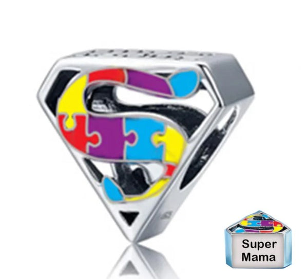 "Super Mama" Autism Awareness Charm | EN