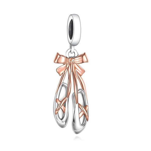 Two-Tone Ballet Shoes Dangle Charm | RGP